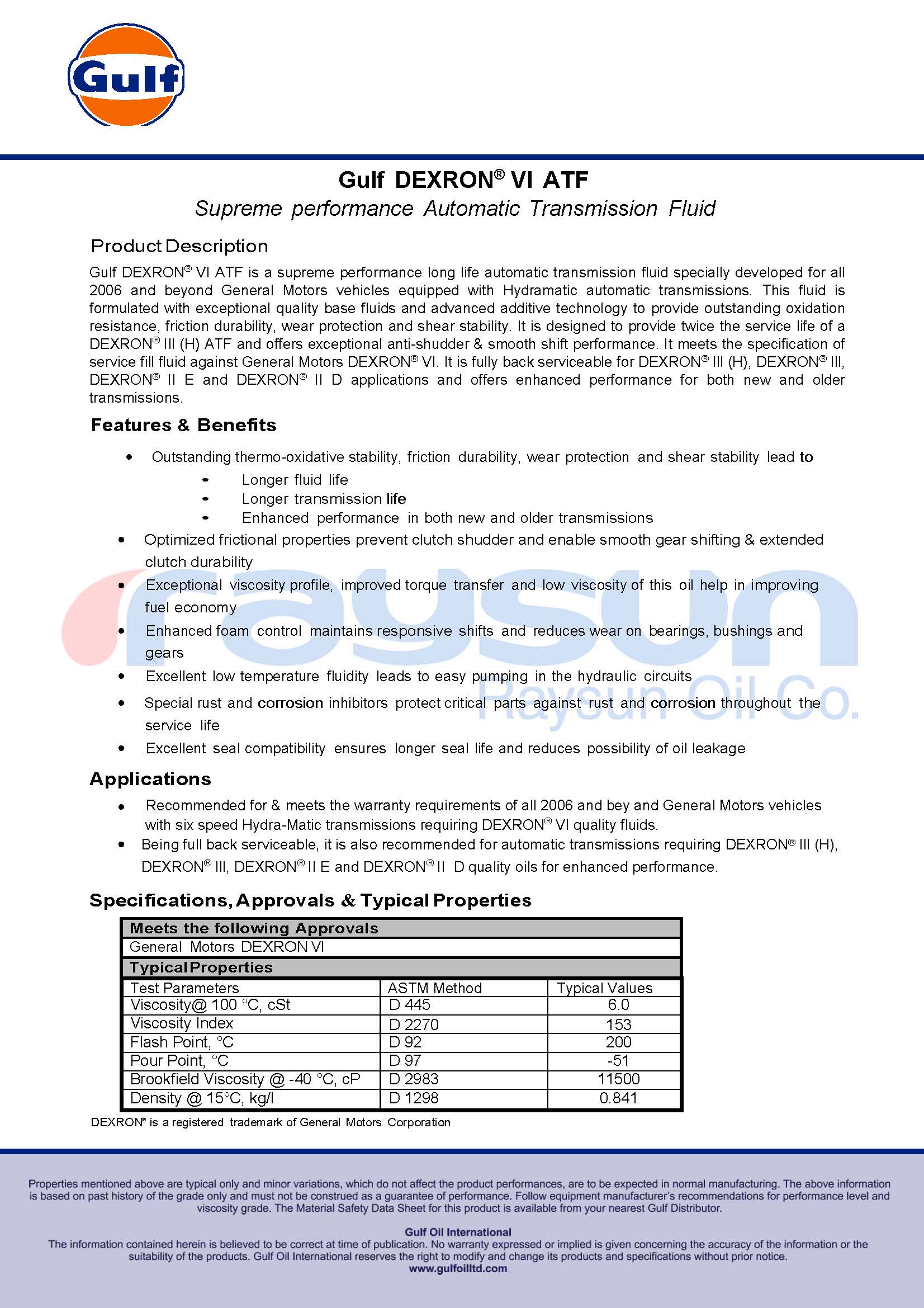 DEXRON VI ATF 1 Liter – کارسان پخش سیال
